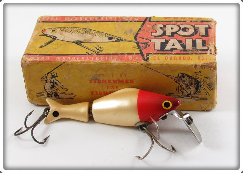 Wood Manufacturing Co Red & White Jointed Spot Tail Lure In Box | Lure ...